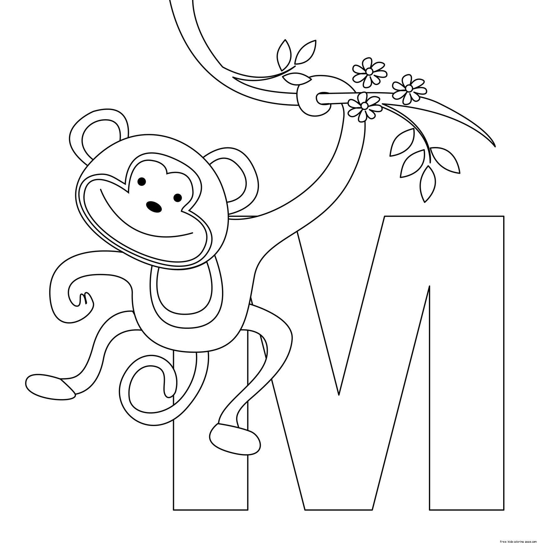 Printable Animal Alphabet Letters M Coloring PagesFree Printable 